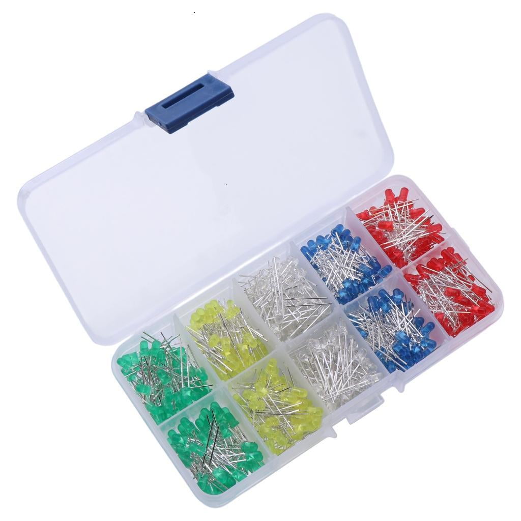JNANEEI 500Pcs 3mm LED Light White Yellow Red Blue Green Assortment ...