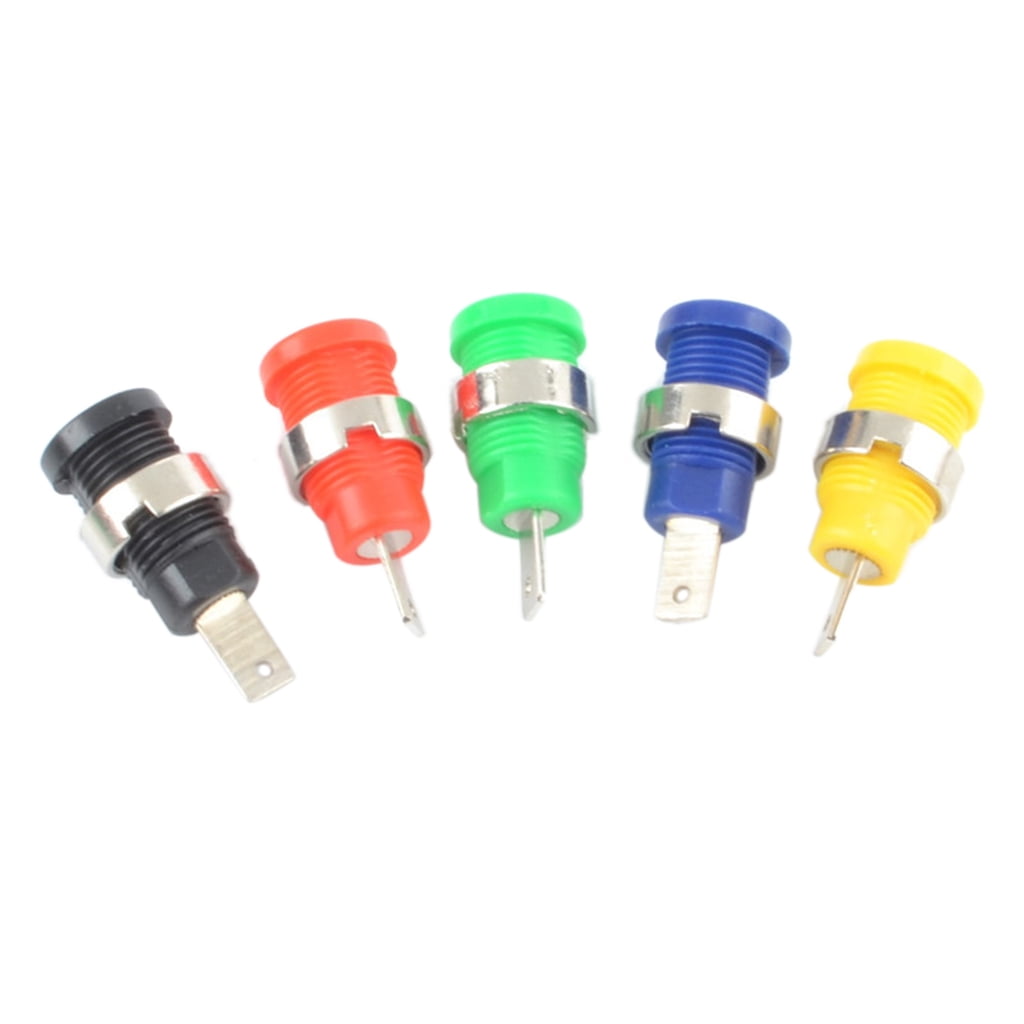 JNANEEI 5x Insulated Safety 4mm Banana Female Jack Panel Mount Socket ...