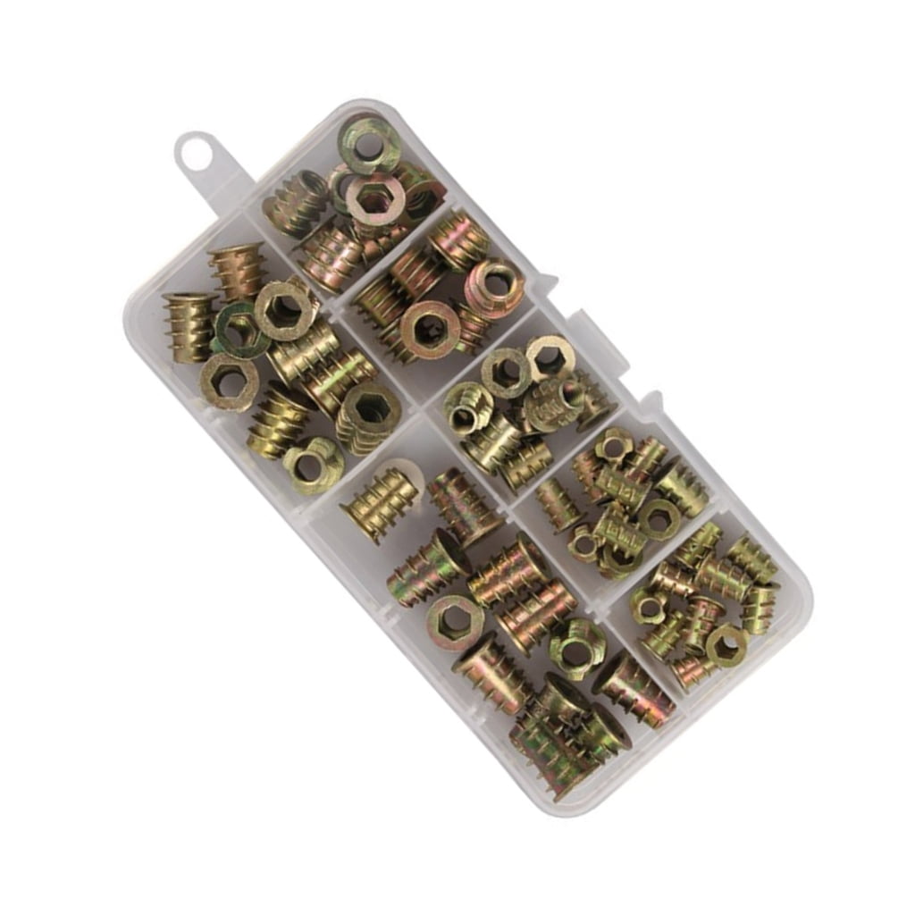 JNANEEI 70Pcs Wood Furniture Threaded Insert Nut Interfaces Hexagon ...