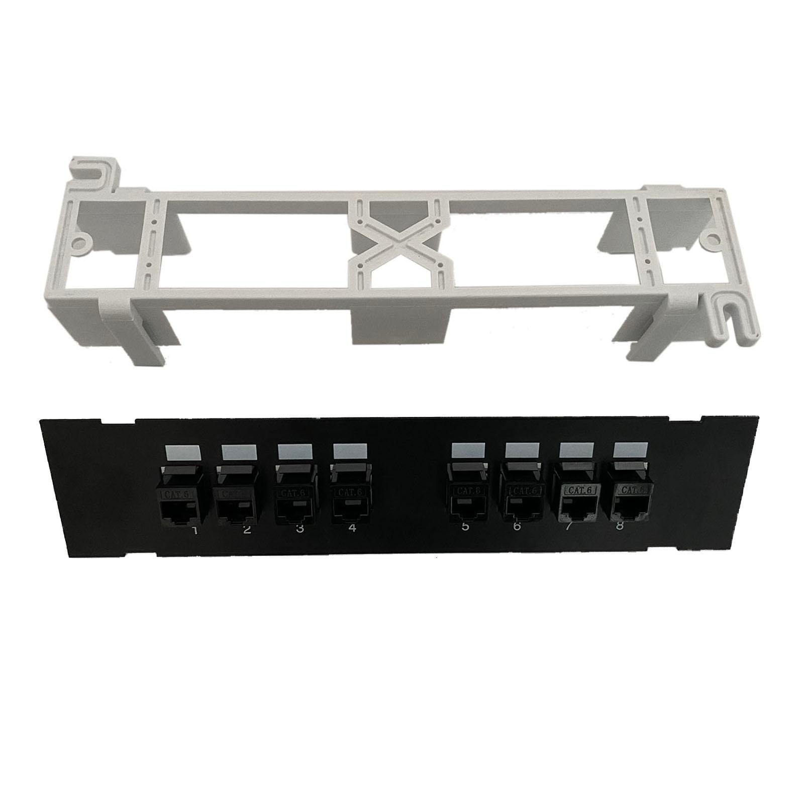 JNANEEI 8-Port Cat6 Network Patch Panel with Wall Mount Bracket RJ45 ...