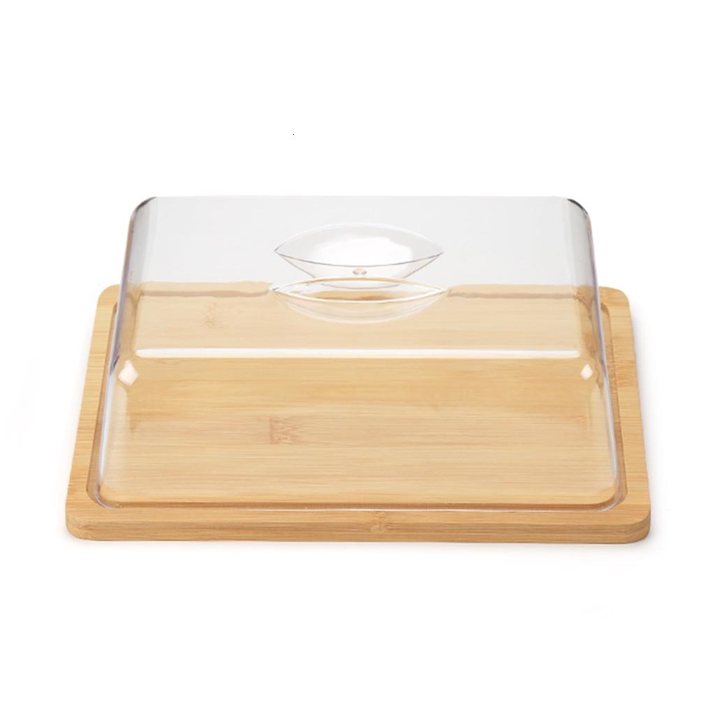 JNANEEI Bamboo Butter Dish with Lid Airtight Butters Holder Rectangular ...