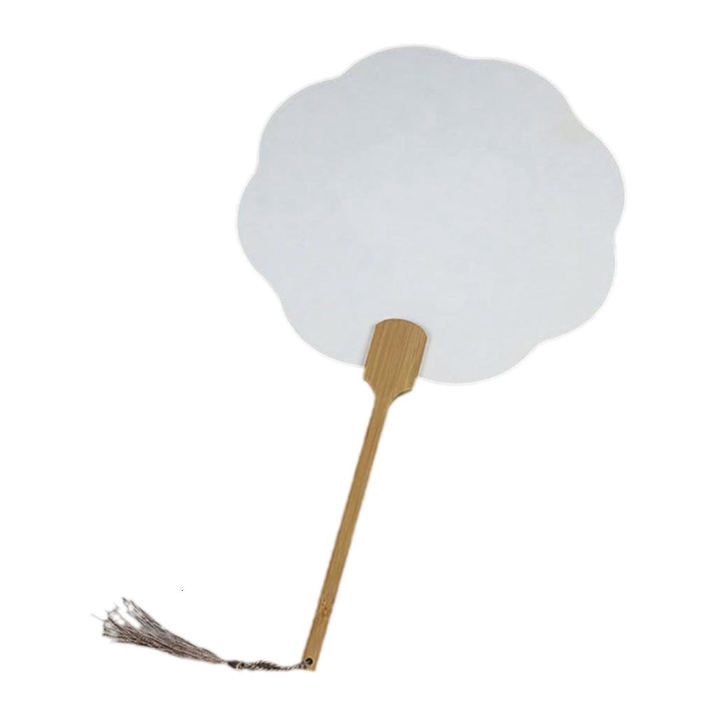 JNANEEI Blank Rice Paper Round Hand Stage Fan Child Painting Fan Blank ...