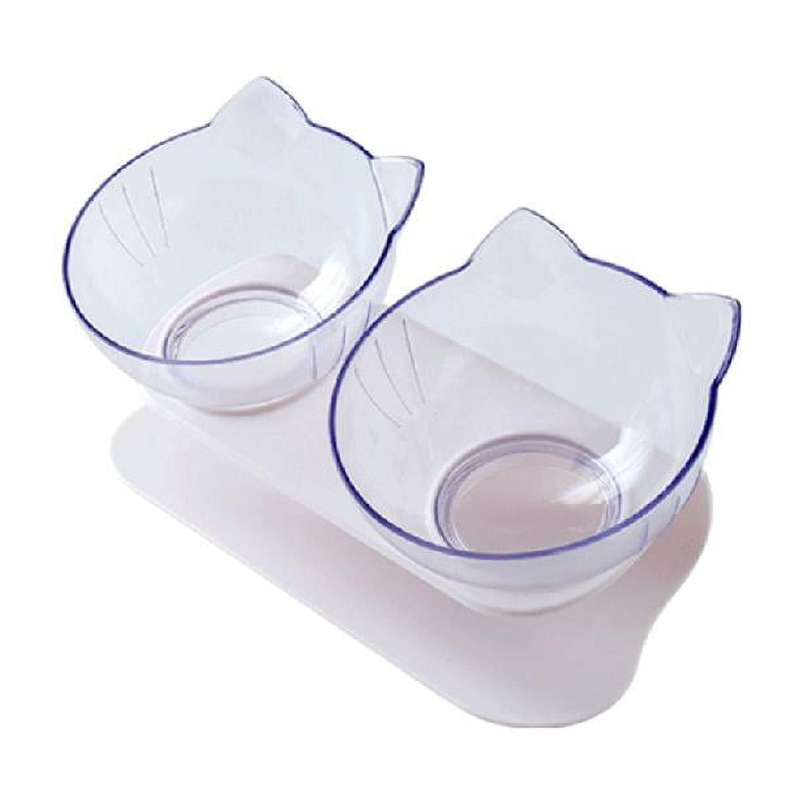 JNANEEI Cat Tilted Bowl Raised Double Bowls with Stand 15° Slanted Pet ...