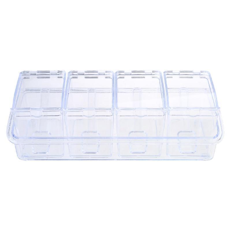 JNANEEI Condiment Storage Box Spices Container with 4 Compartments ...