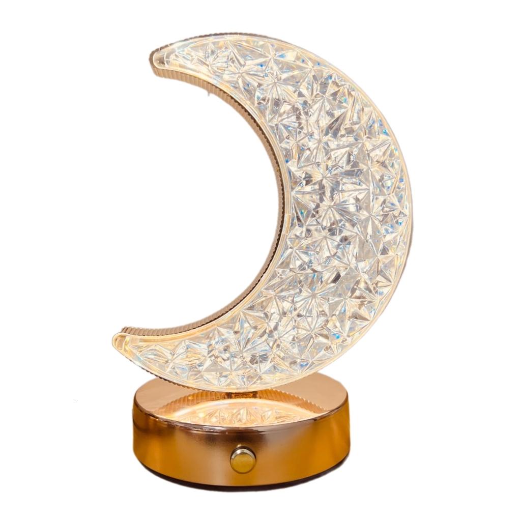 JNANEEI Crystal Nightlights Glowing 3D Moon Table Lamp USB Atmospheres ...