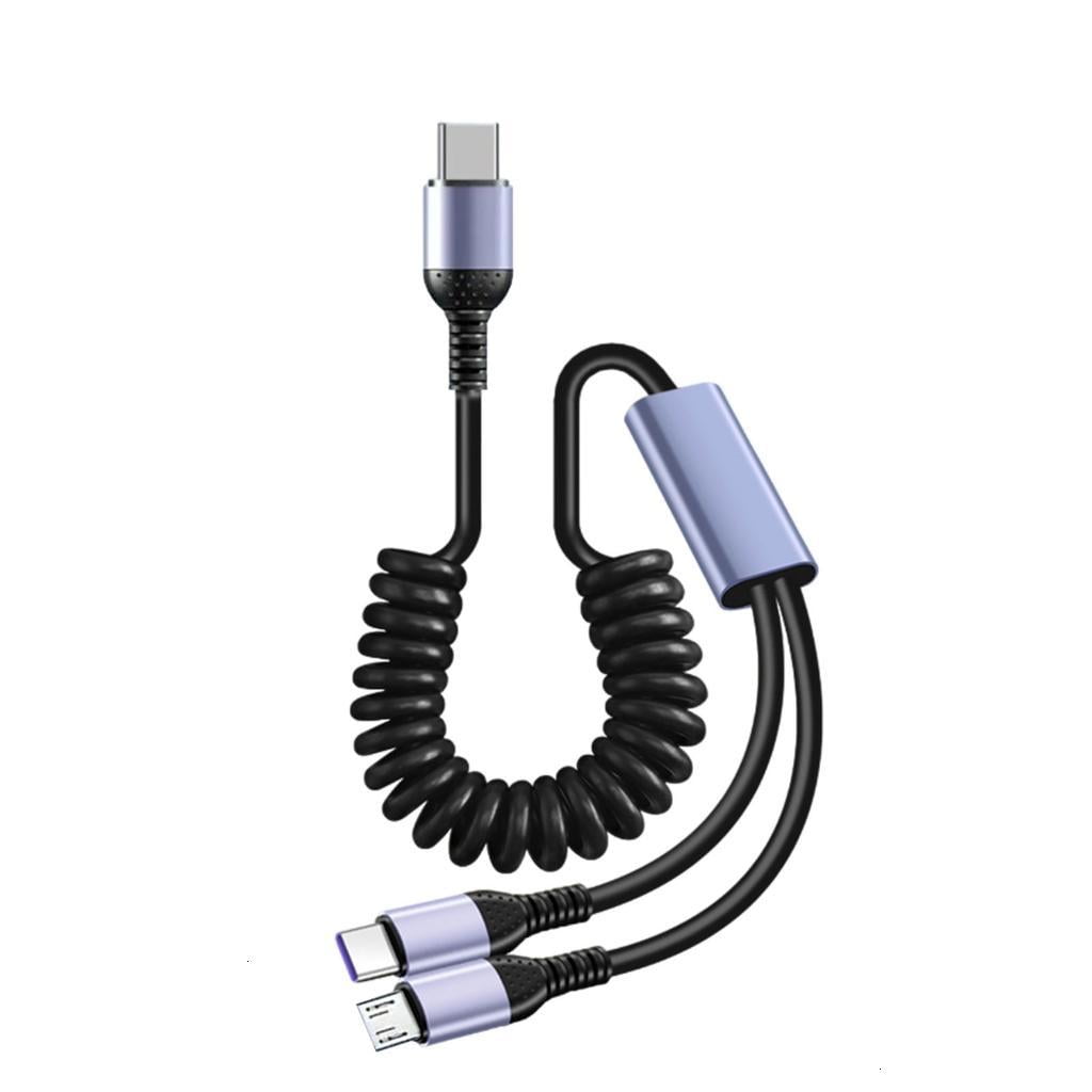 JNANEEI Expandables Double Connectors Car Charging Wire MicroUSB and ...