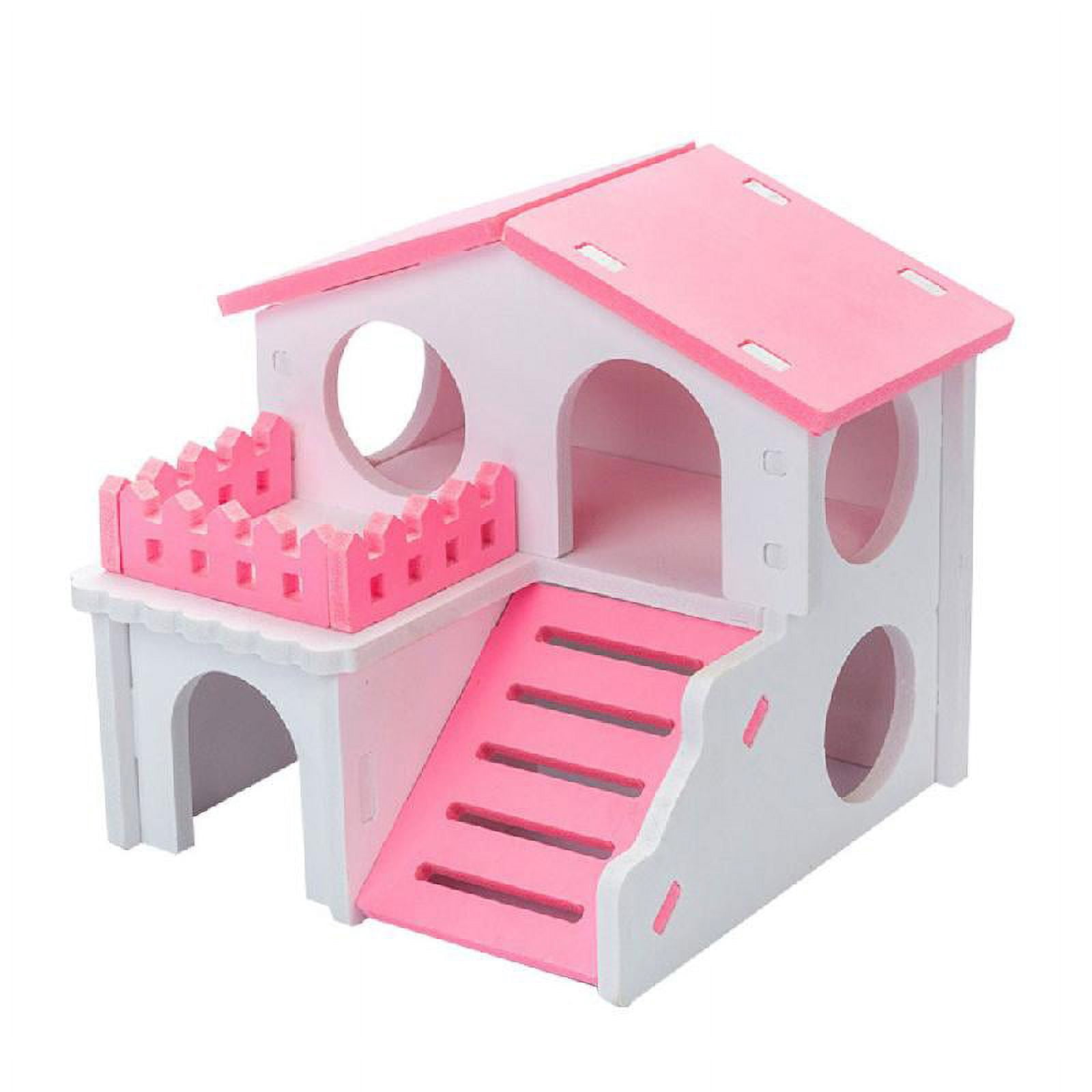 JNANEEI Hamster Wooden Villa 2-Story House Small Pets Hideout Nesting ...