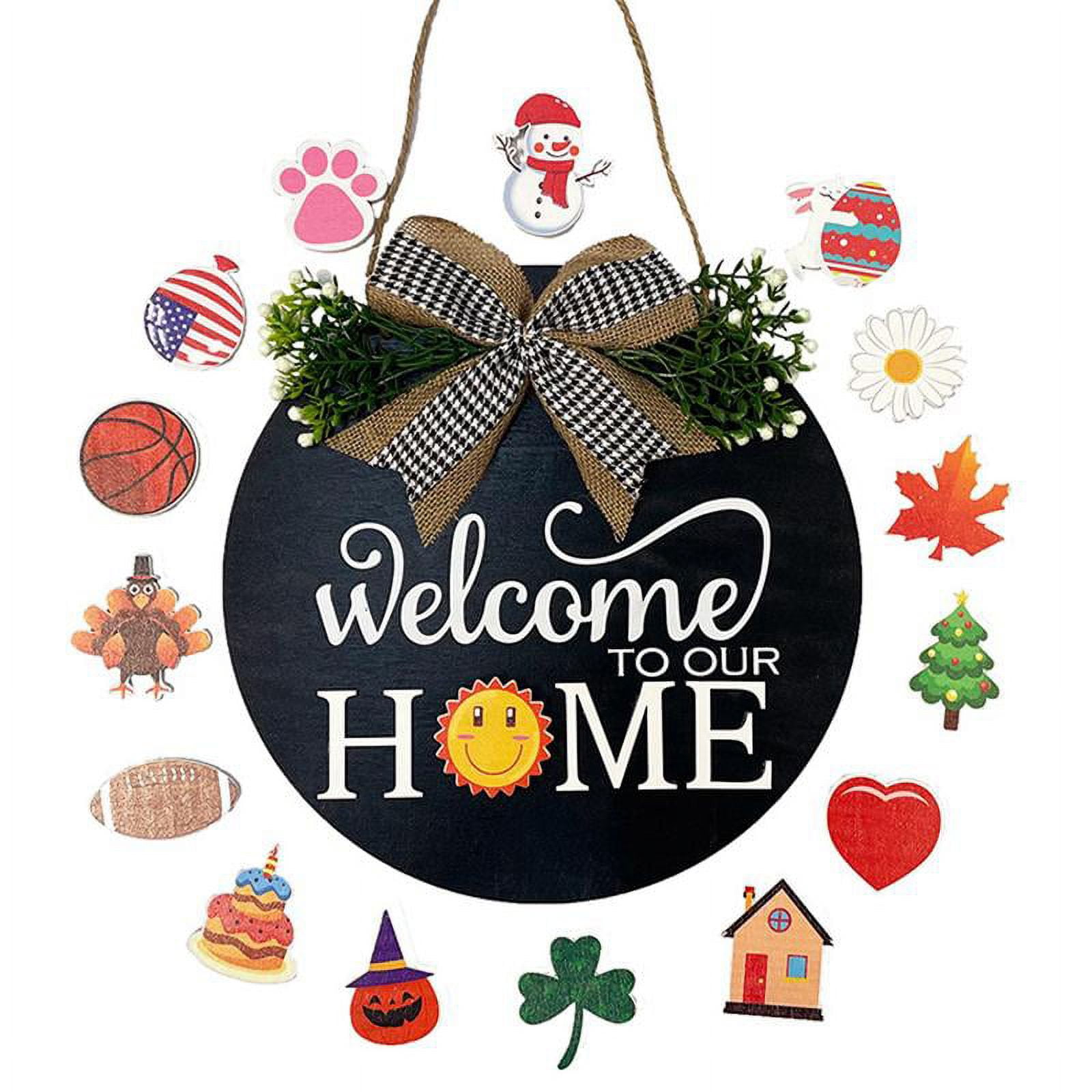 JNANEEI Interchangeable Welcome Home Sign Seasonal Front Porch Door ...