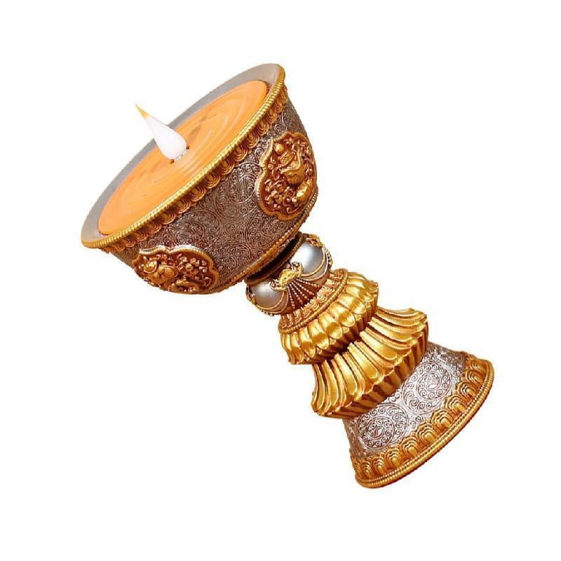 JNANEEI LED Resin Lamp Simulated Flame for Buddhist Table Centerpiece ...