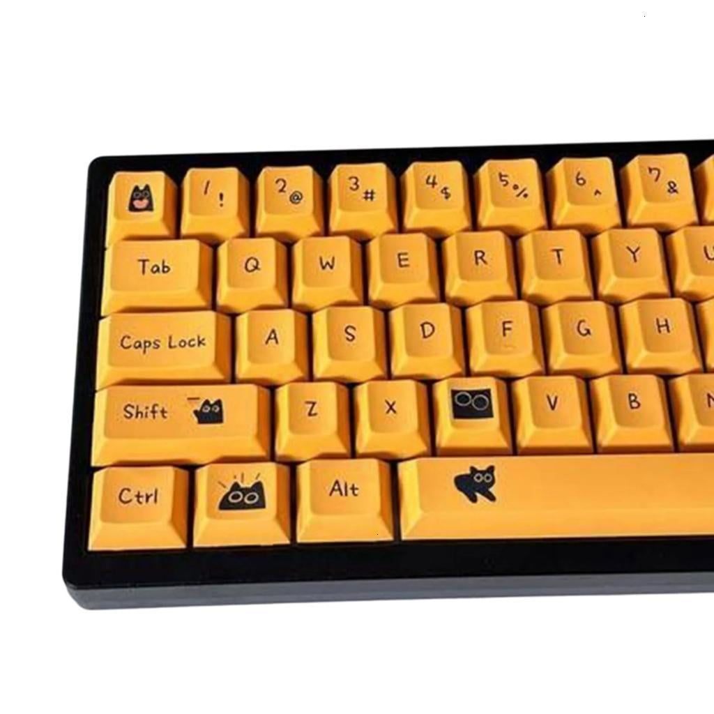 JNANEEI Mechanical Keyboard Keycaps 126keys Thick PBT Little Black ...