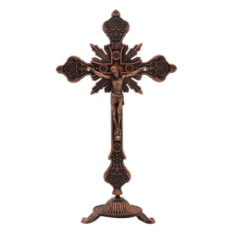 JNANEEI Metal Vintage for Cross Figurine Jesus Crucified Christian ...
