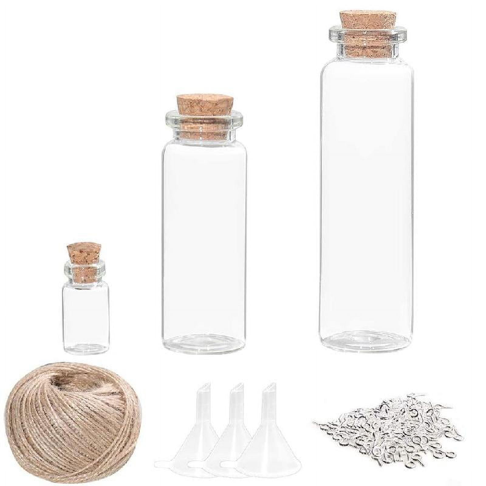 JNANEEI Mini Glass Bottles Set with Soft Wooden Plunger Rope Funnels ...