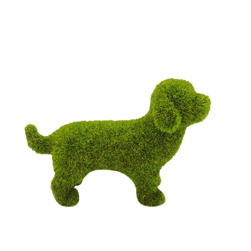JNANEEI Outdoor Courtyard Green Fuzzy Flocked Dog Statues Artificial ...