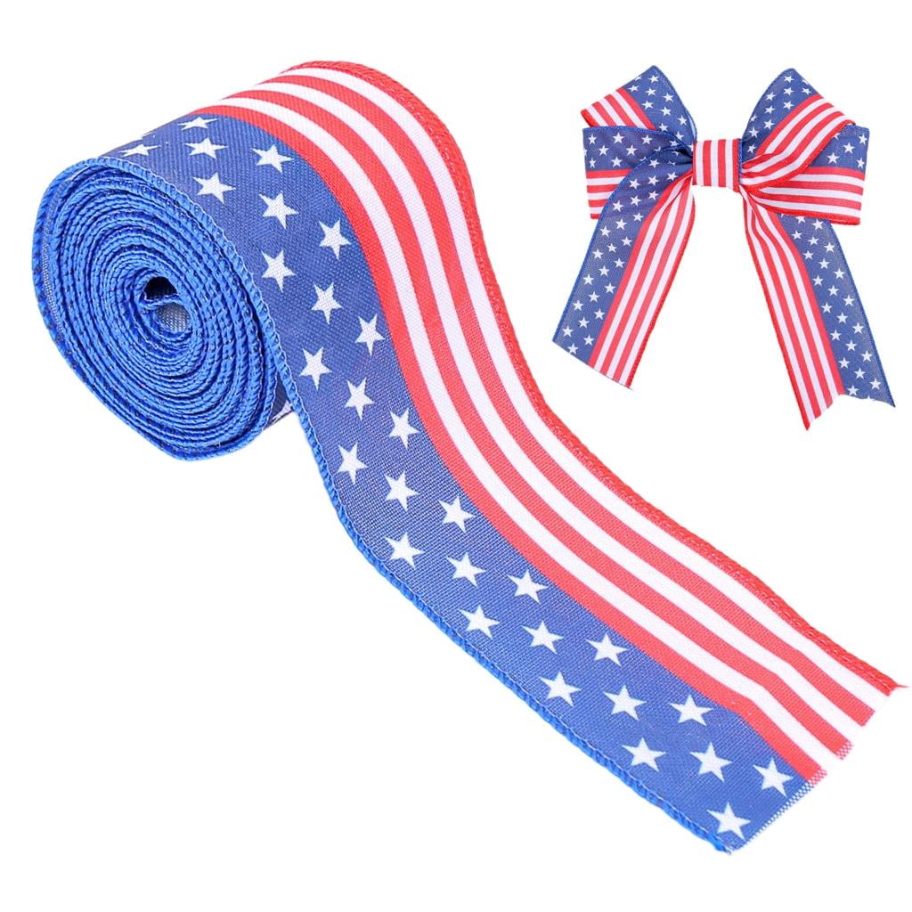 JNANEEI Patriotics Wire Ribbons,Burlap Ribbons,4th of Julys Ribbons for ...