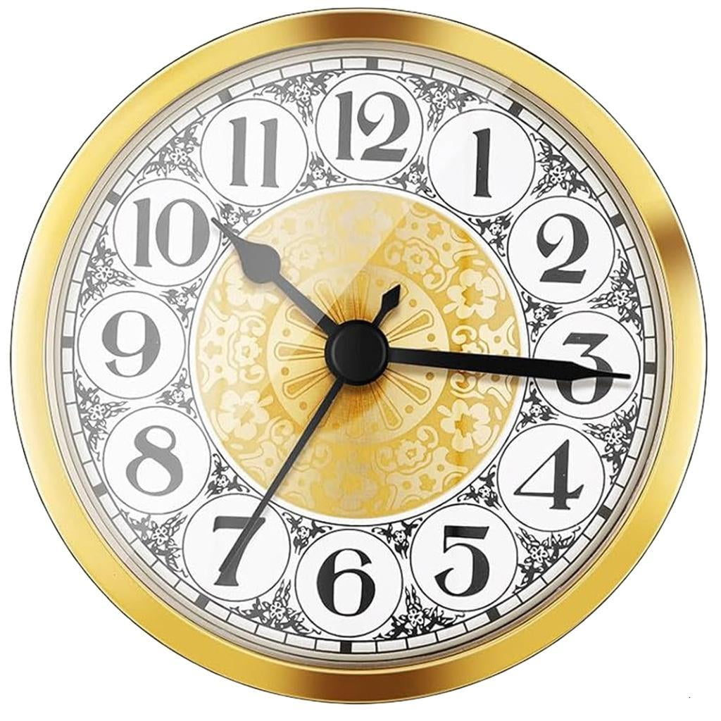 JNANEEI Round Clock Insert Small Clock Roman/Arabic Numerals Gold ...