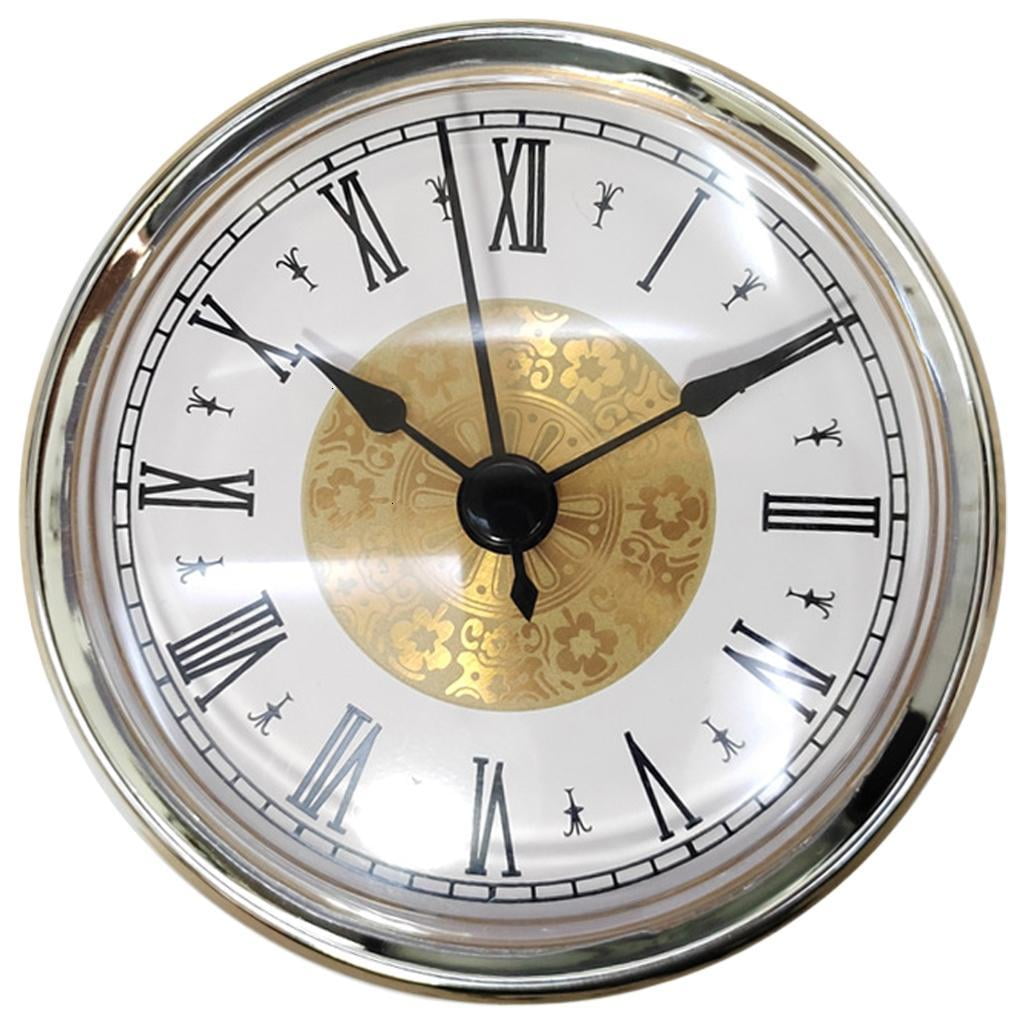 JNANEEI Round Clock Insert Small Clock Roman/Arabic Numerals Gold ...