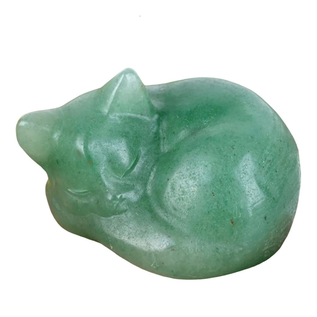 JNANEEI Serenes Crystals Cats Statue Polished Stone Art Statue for Cats ...