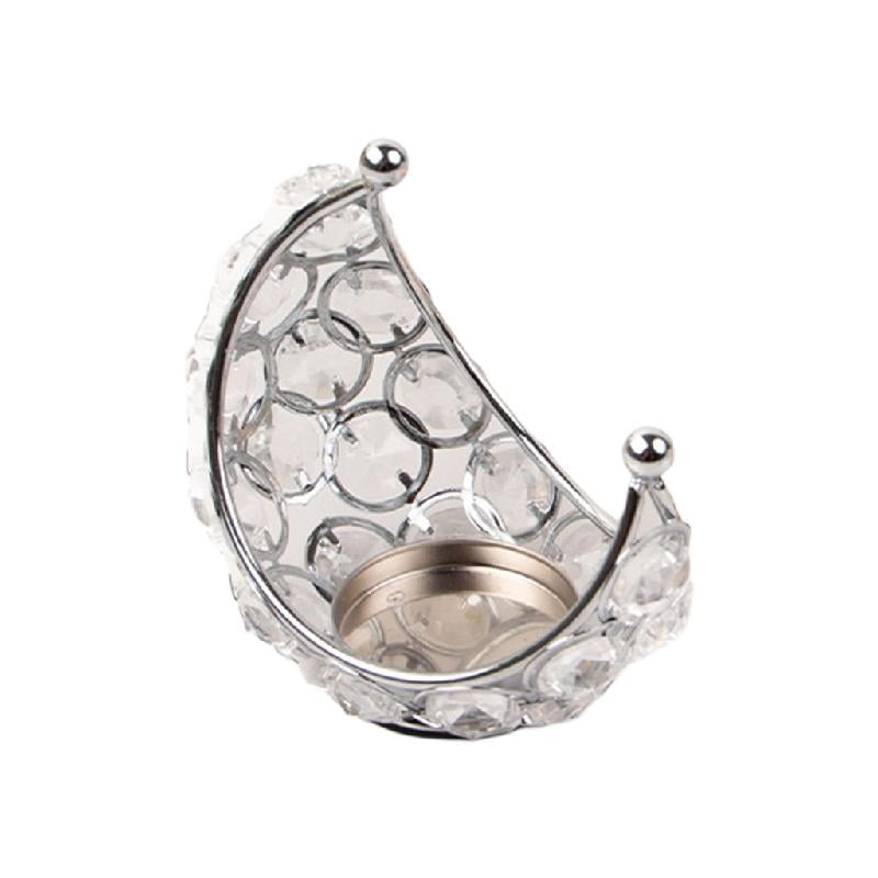 JNANEEI Sparkling Candle Holder with Crystal Adorned Practical Moon ...