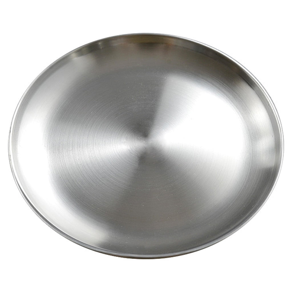 JNANEEI Stainless Steel Plate Round Dining Plate Serving Dish Cake Tray ...