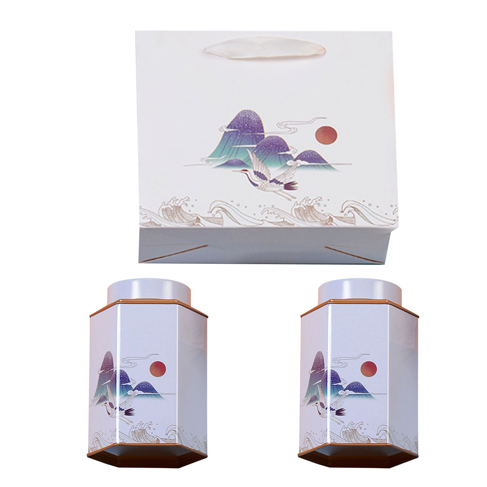 JNANEEI Tea Airtight Container Chinese Style Exquisite Tinplate Storage ...