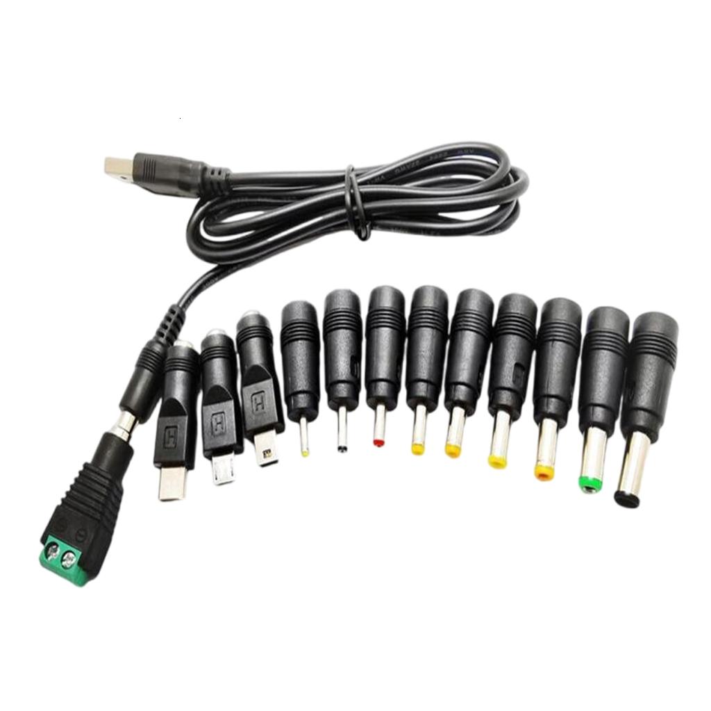 JNANEEI Universal USB to 5.5x2.1mm Power Cable 5V Adapter with 13 ...