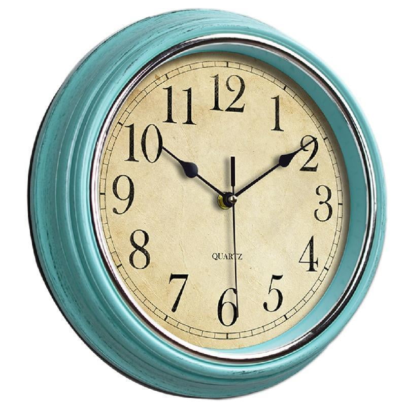 JNANEEI Wall Clock 12-inch Large Retro Wall Clocks Non Ticking ...