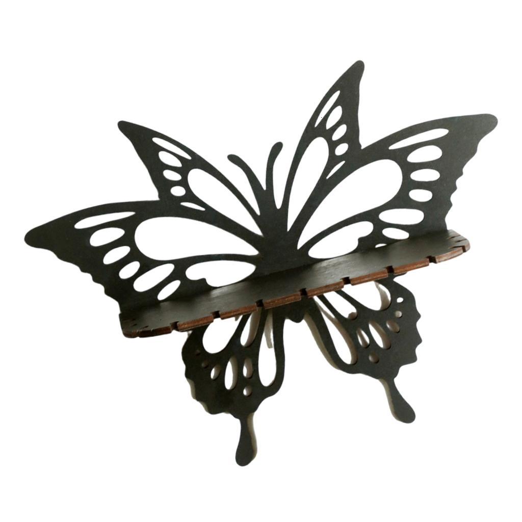JNANEEI Wood Butterfly Crystal Display Shelf Wall Floating Shelves ...