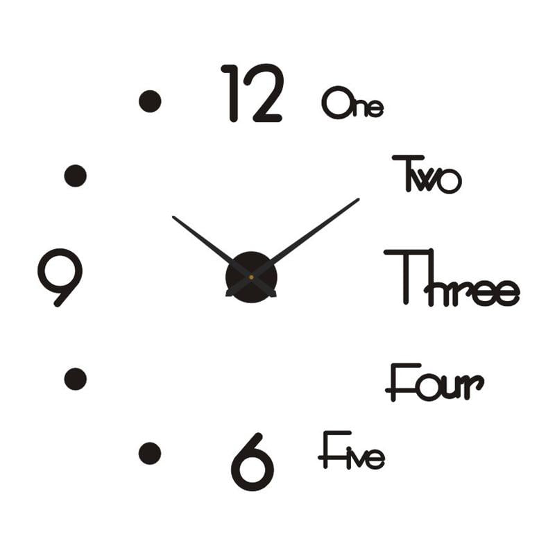JNANEEI for Creative 3D Acrylic Mirror Stickers Wall Clocks DIY Digital Clock Quartz Needle ...
