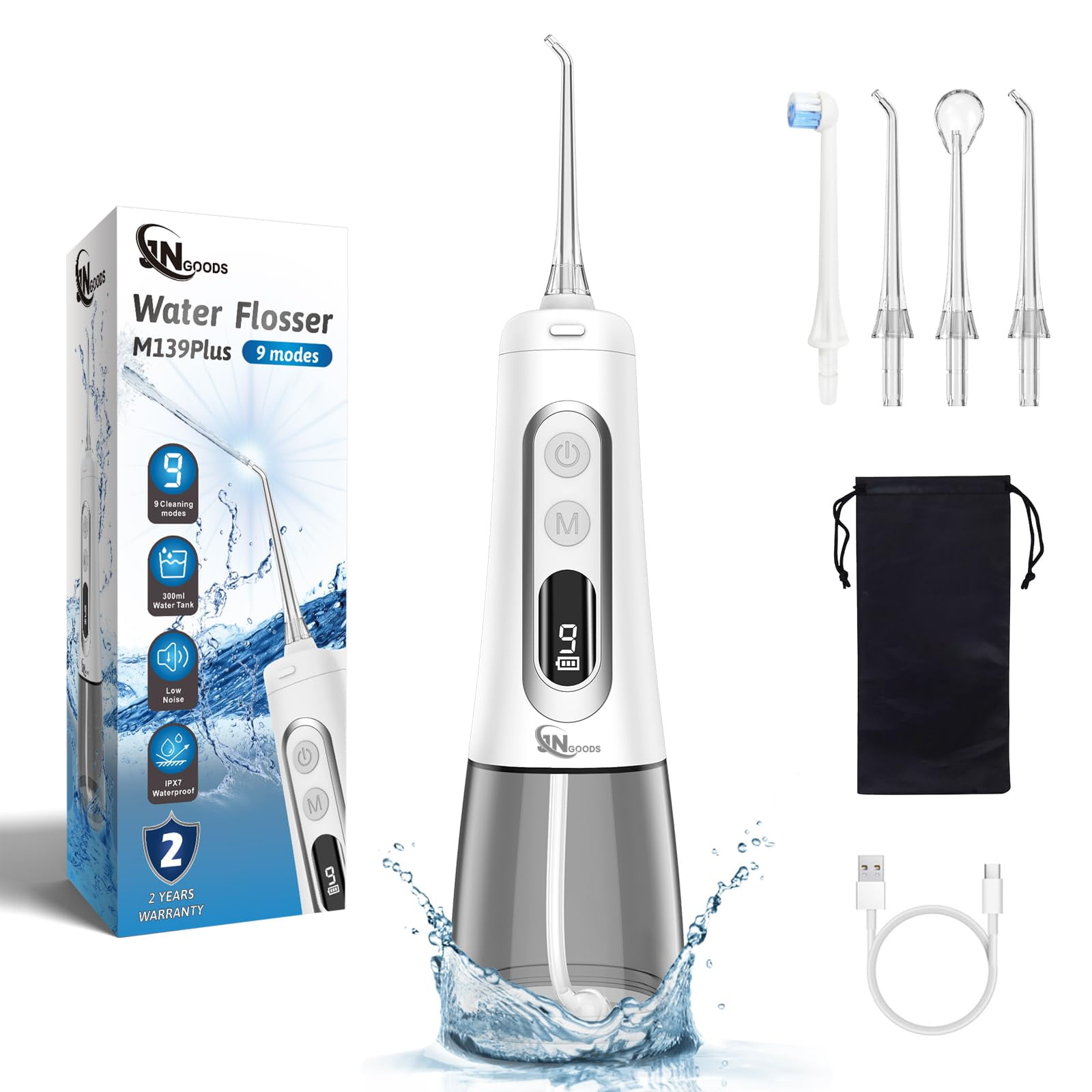 JNGOODS Dental Flosser TSF6 Oral irrigator,JNGOODS 300ml Rechargeable ...