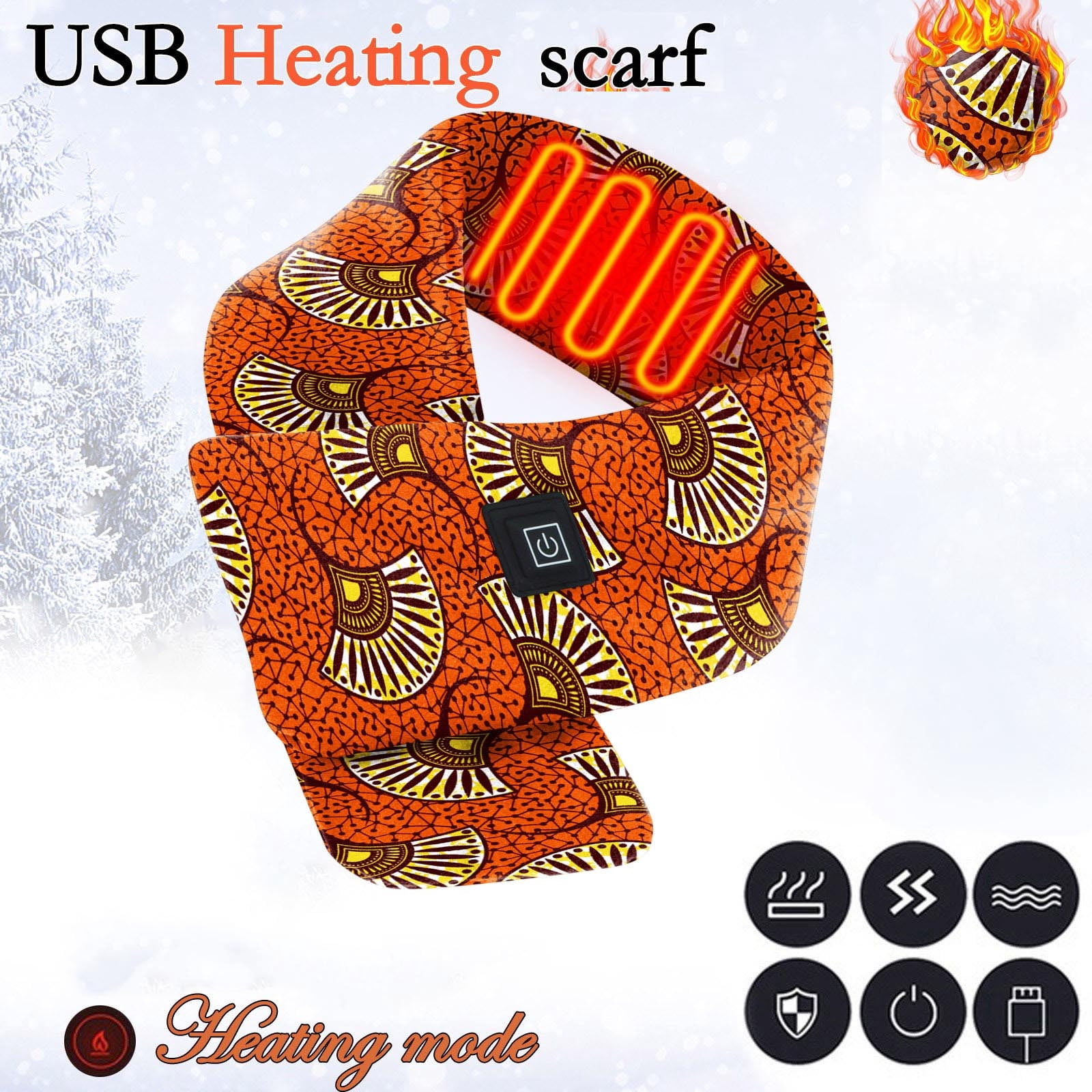 JNGSA Heated Scarf - Neck Heating Pad for Men/Women USB Charging Heated ...