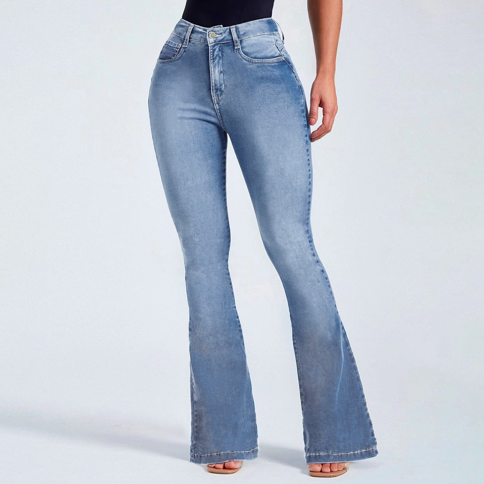 JNGSA Jeans for Women Trendy,Bell Bottom Jean for Women High Waisted ...