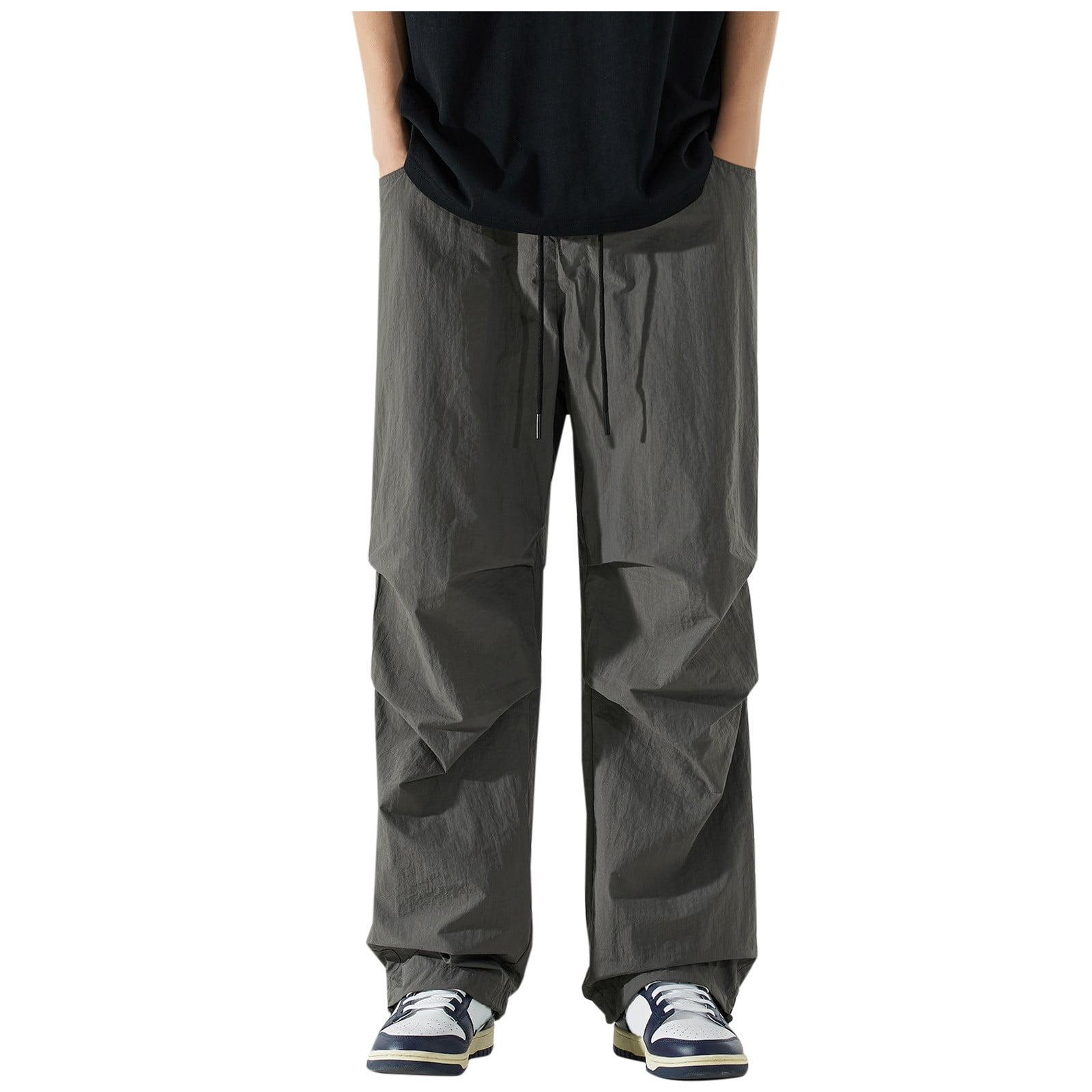 JNGSA Linen Pants Capris Pants For Women Wide Leg Paratrooper Ice Silk ...