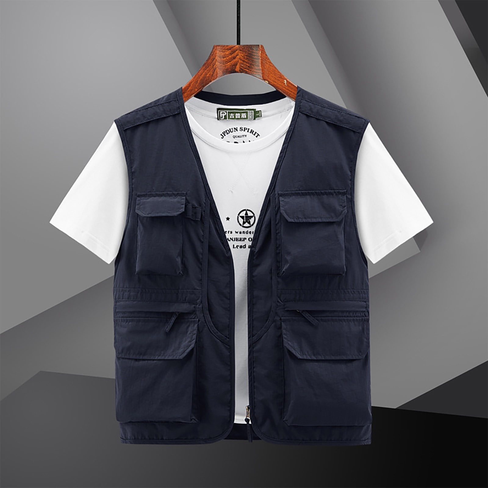 JNGSA Men's Outdoor Cargo Vest with Multi-Pocket Quick-drying ...