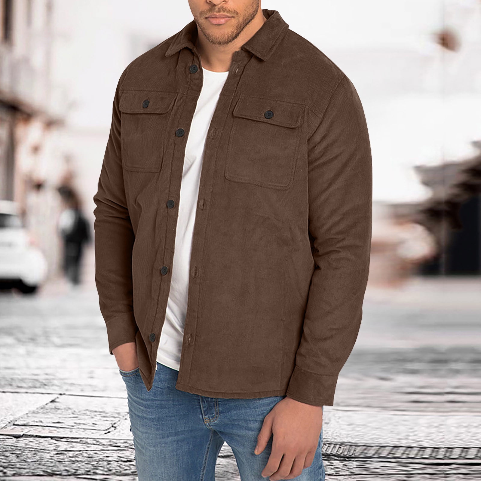 JNGSA Winter Jackets for Men, Men's Shirts Casual Button Down Shirt ...