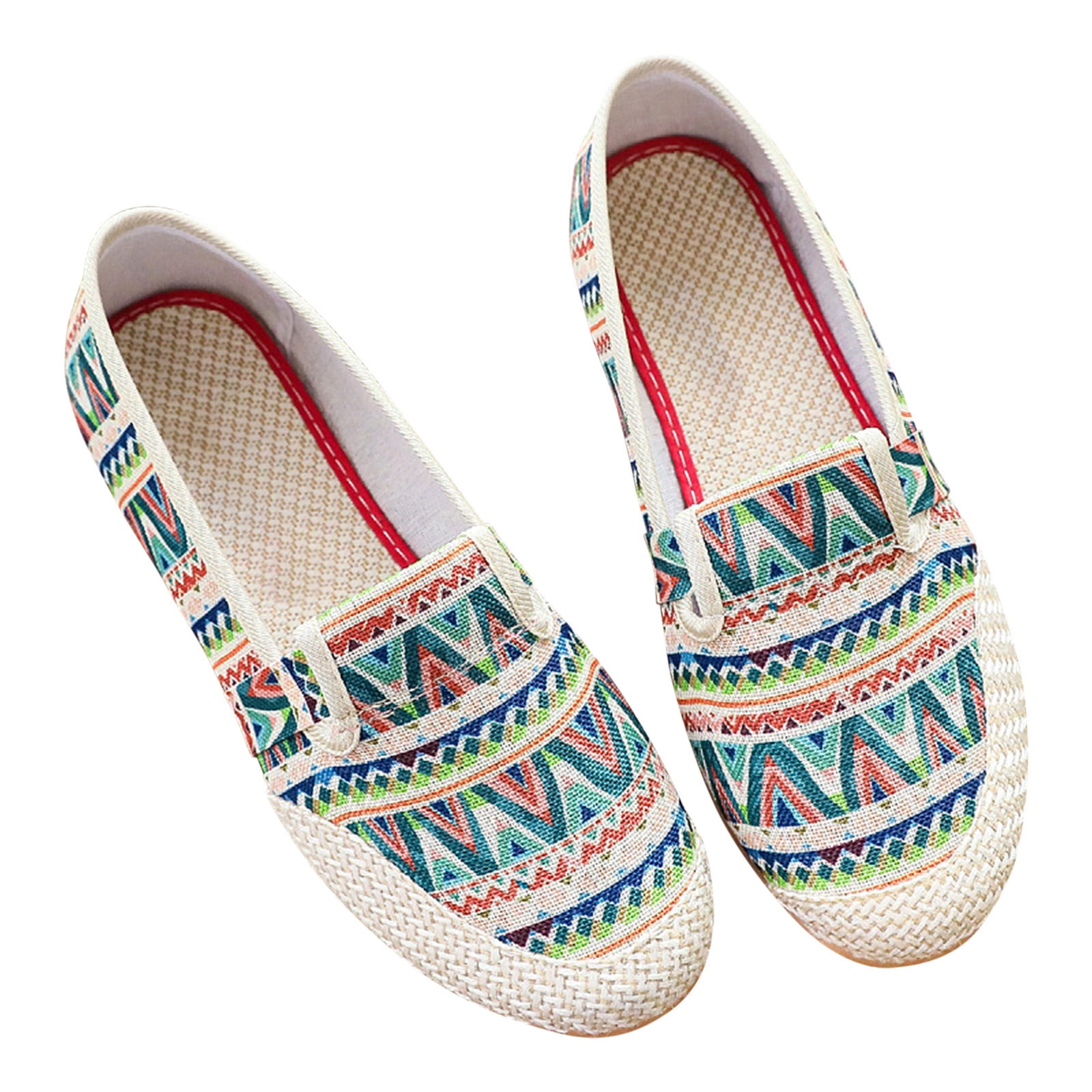 JNGSA Women's Flat Shoes Canvas Shoes Round Toe Slip On Walking Flats ...