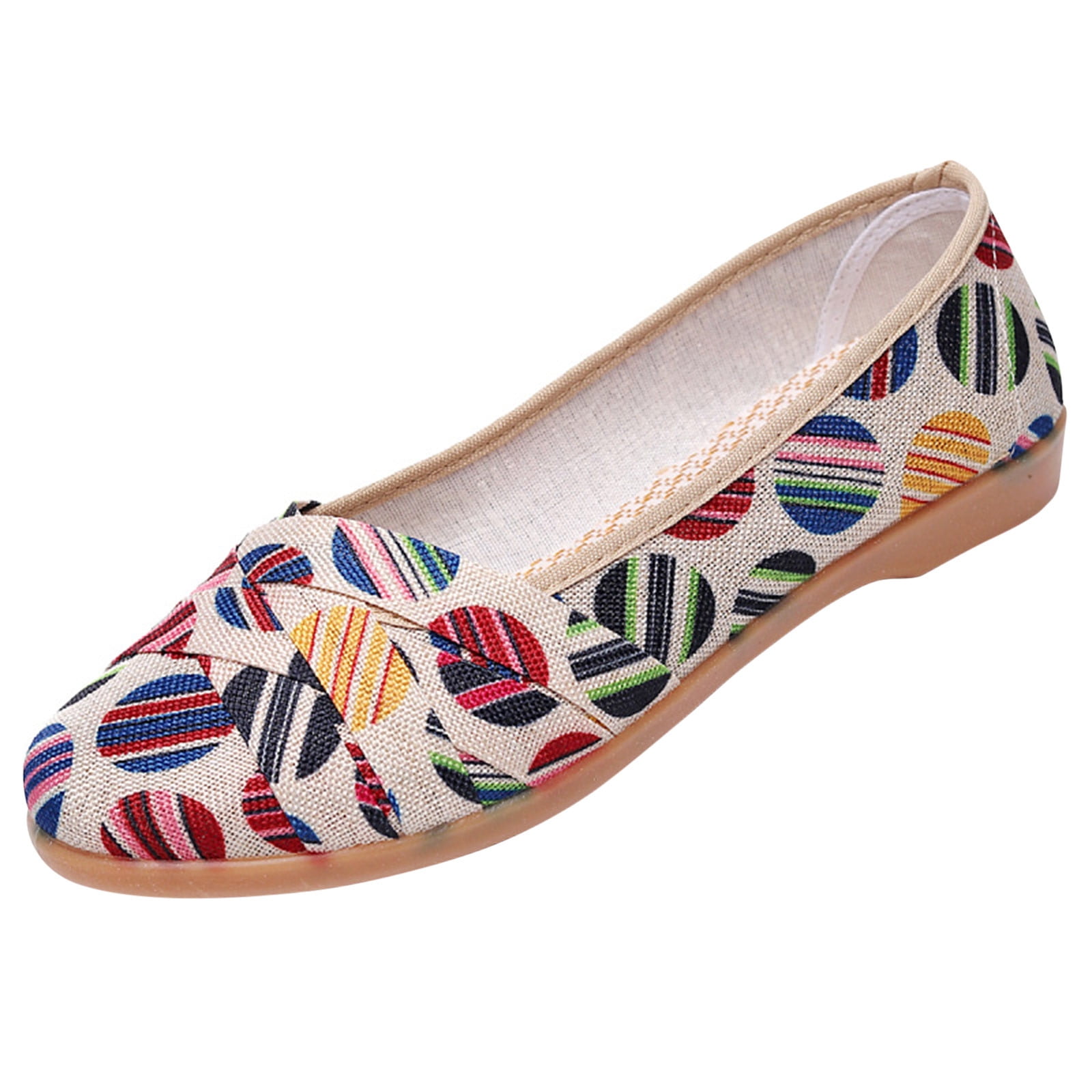 JNGSA Women's Flat Shoes Canvas Shoes Round Toe Slip On Walking Flats ...