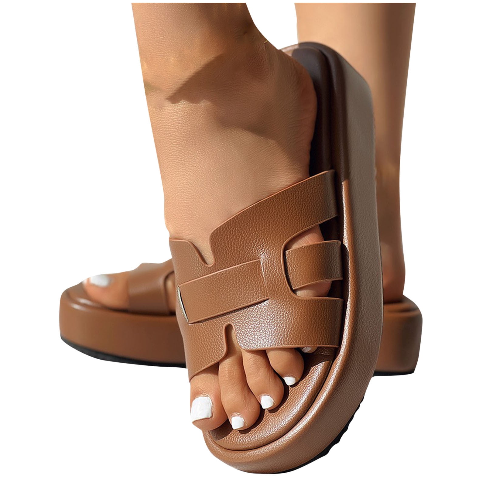 JNGSA Women's Slip On Platform Sandals Comfortable Open Toe Flatform ...