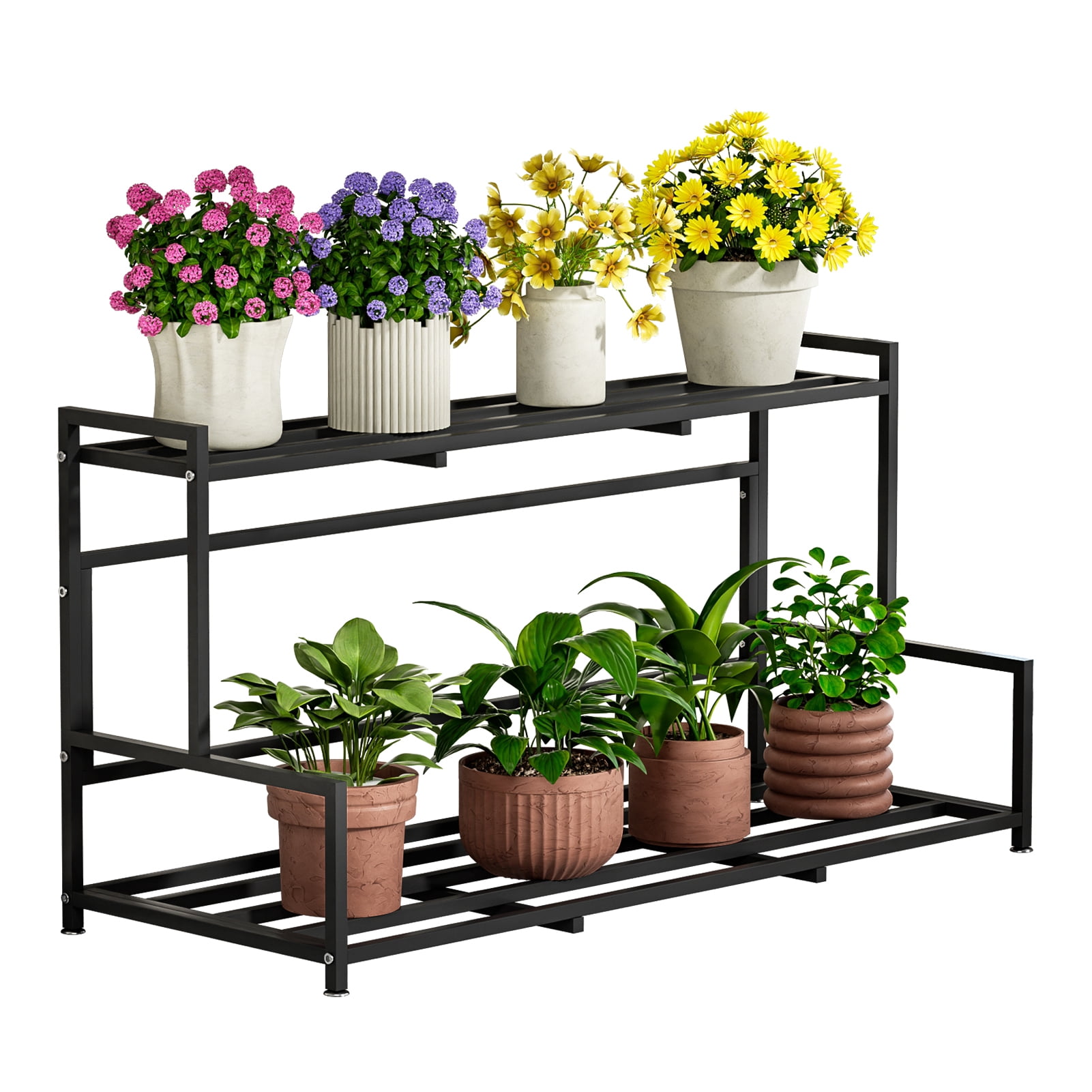 JNXYL 2/3 Tiers Stair Style Metal Plant Stand, Indoor Outdoor Plant ...
