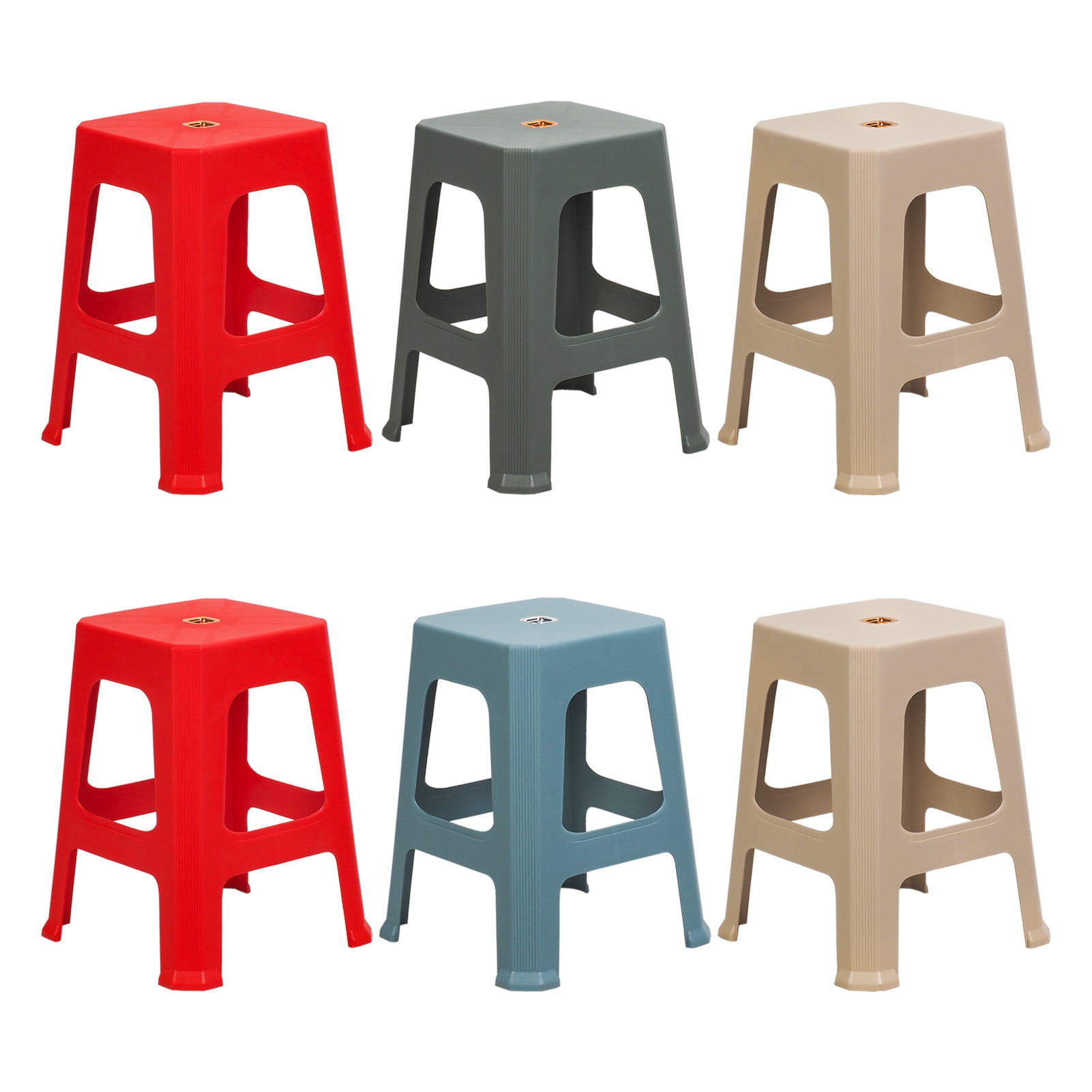 JNXYL 6 Pcs Plastic Stackable Stools, Square Backless Nesting Stools ...