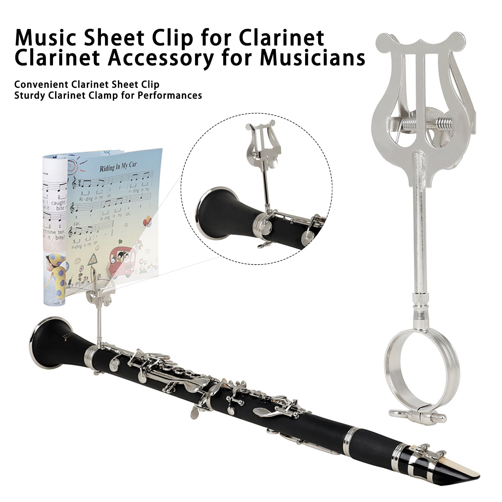 JNXYL Clarinet Sheet Music Clip Lyre Music Stand Music Book Clip ...