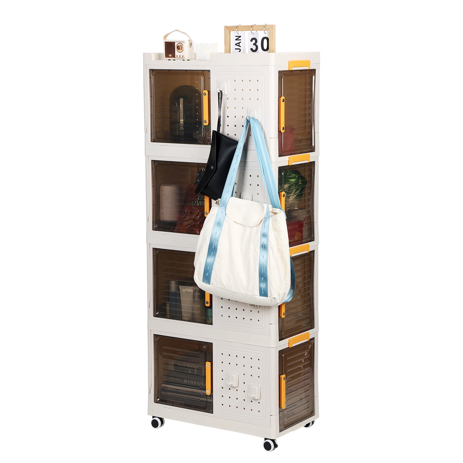 JNXYL Closet Organizers and Storage - 4 Tier Stackable Plastic Bins ...