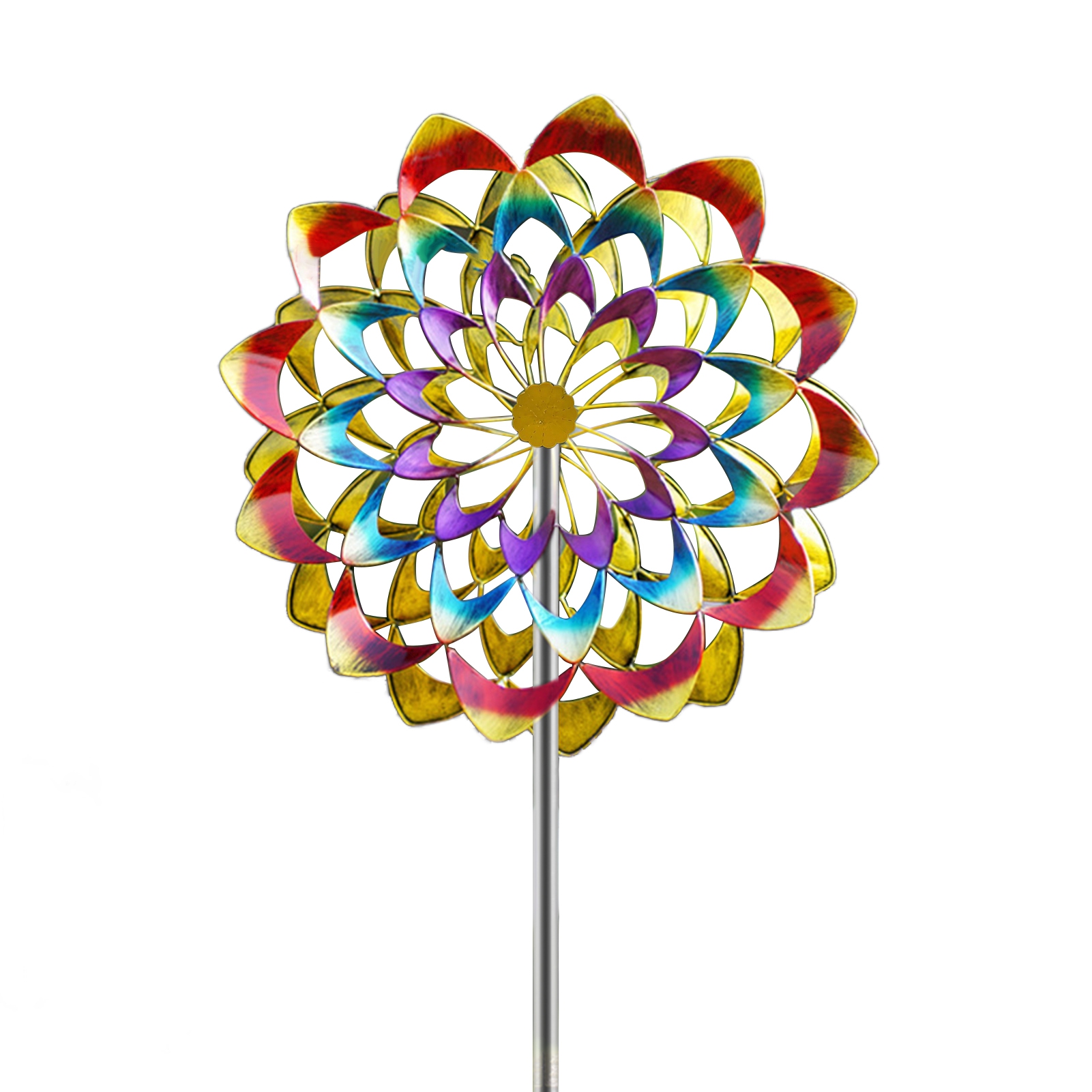 JNXYL Colorful Flower Wind Spinner with Stake Weather-proof Outdoor ...