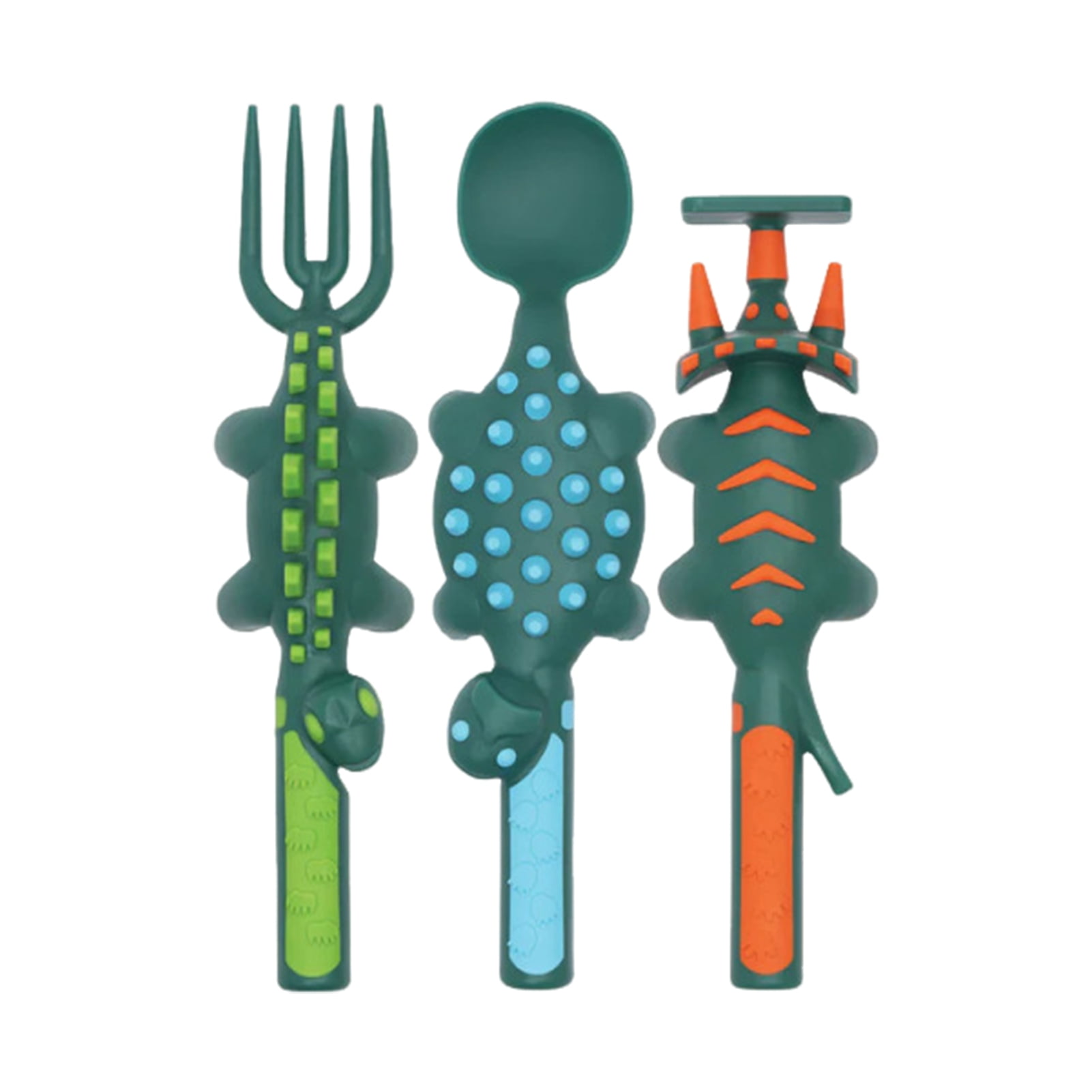 JNXYL Dinosaur Toddler Utensils Set Fork Spoon Pusher Kids Cutlery Set ...