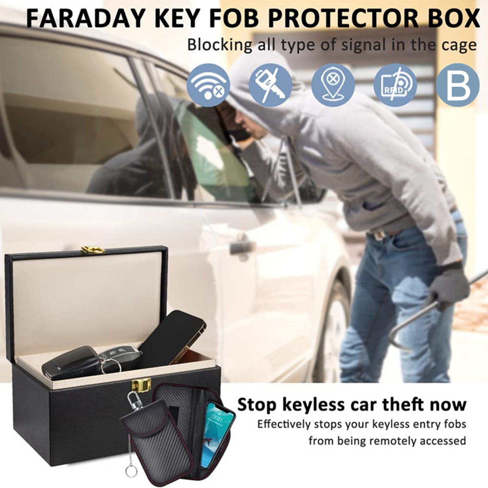 JNXYL Faraday Box for Car Keys Signal Blocking Box for Car Security ...