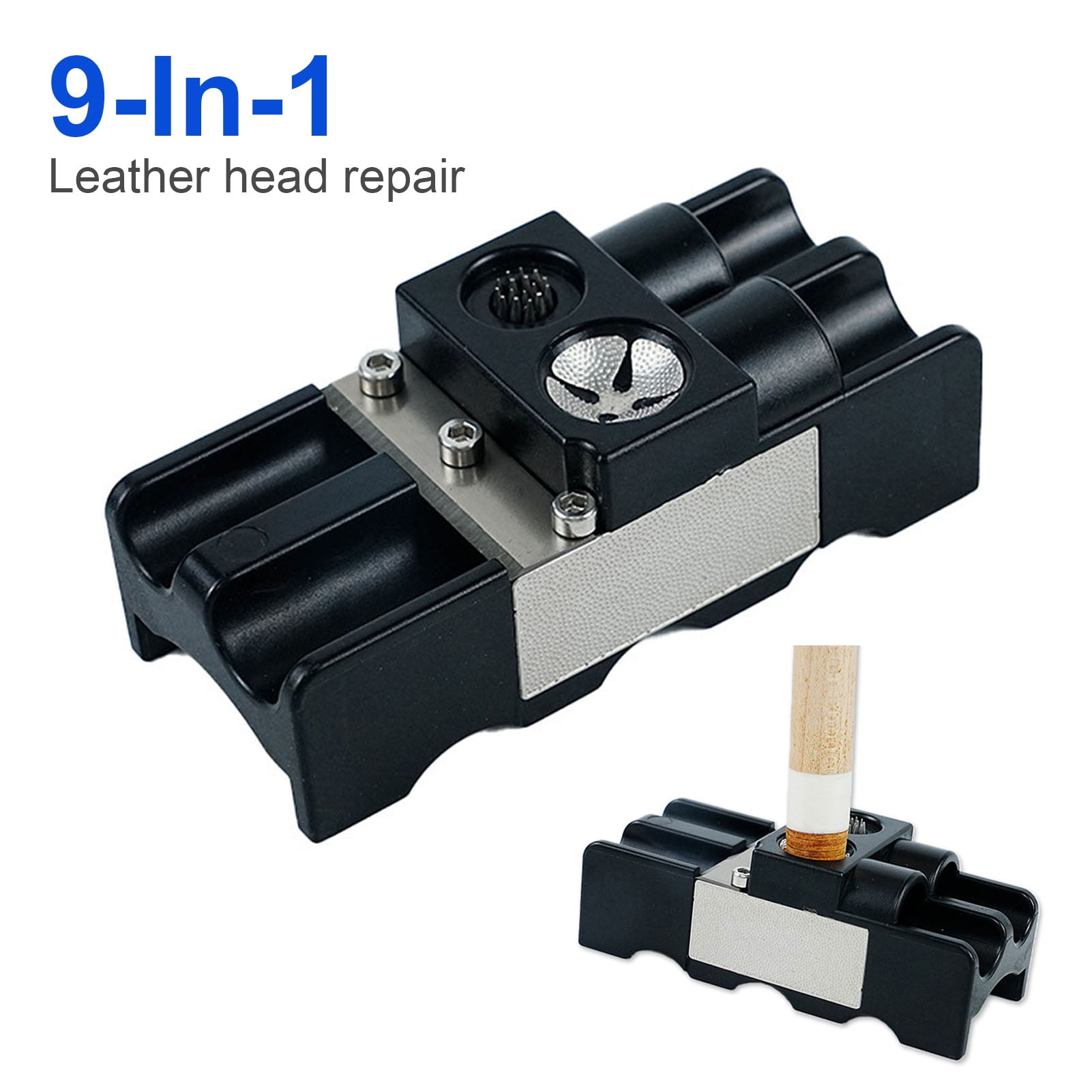 JNXYL Pool Cue Tip Repair Tool 9-in-1 Billiard Cue Tip Grinder Pool Cue Shaper Burnisher ...