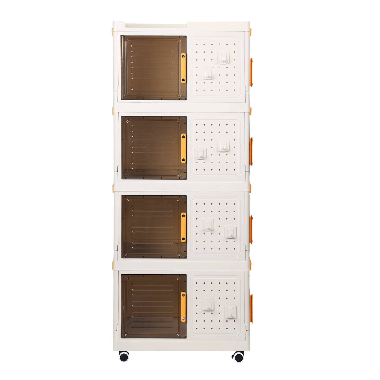 JNYSJ 4-Layer Foldable Storage Bins with Lids, Stackable Collapsible ...