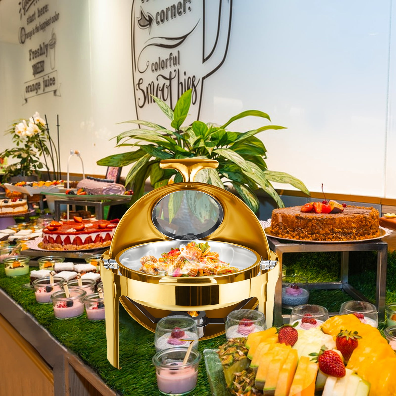 JNYSJ 9L Buffet Dish, Catering Food Warmer, Round Chafing Dish Buffet ...