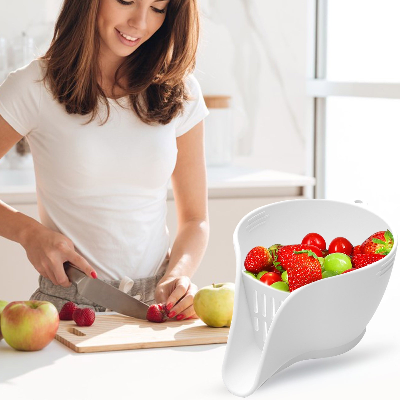 JNYSJ Drain Bowl, Multifunction Silicone Drain Basket with Drainage ...