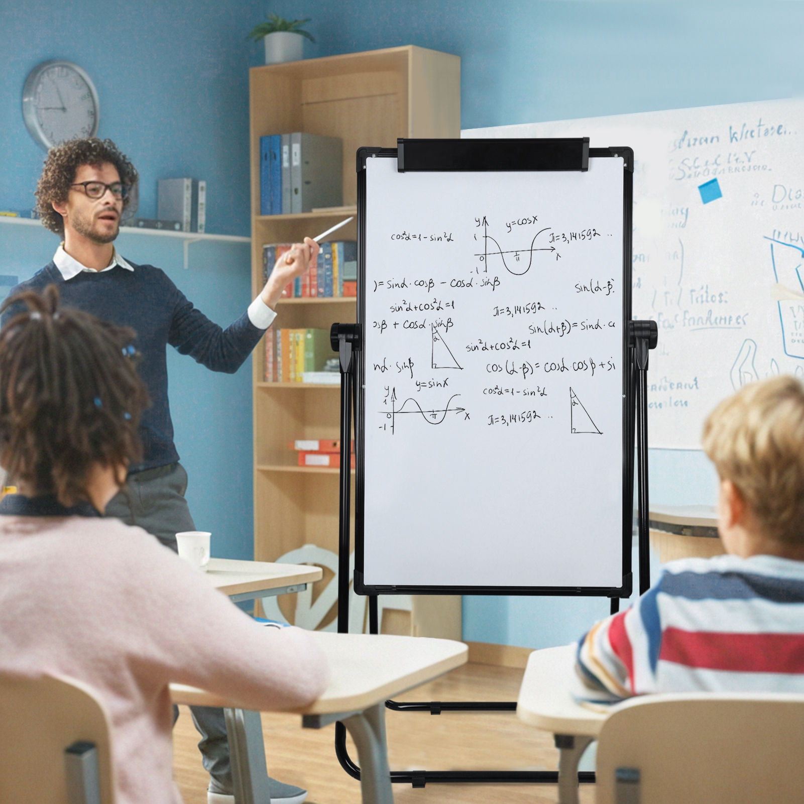 JNYSJ Dry Erase Board with Stand, Double-Sided Easel Whiteboard, Height ...