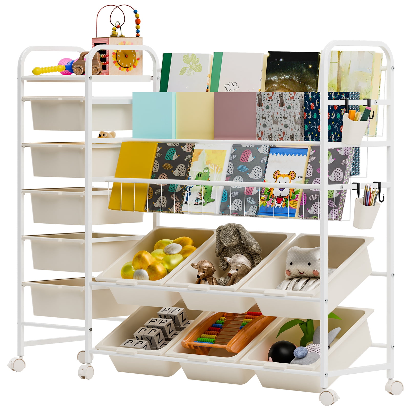 JNYSJ Kids Bookshelf with Toy Storage Organizer, Toy Book Storage Rack ...